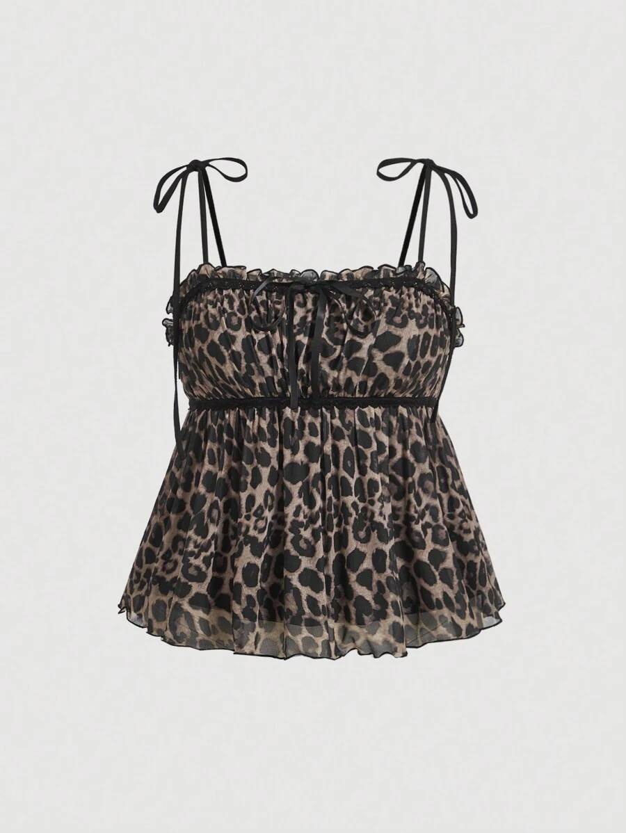 SHEIN MOD Plus Size Retro Cute Vintage Y2k Leopard Print Cami Top, For ...