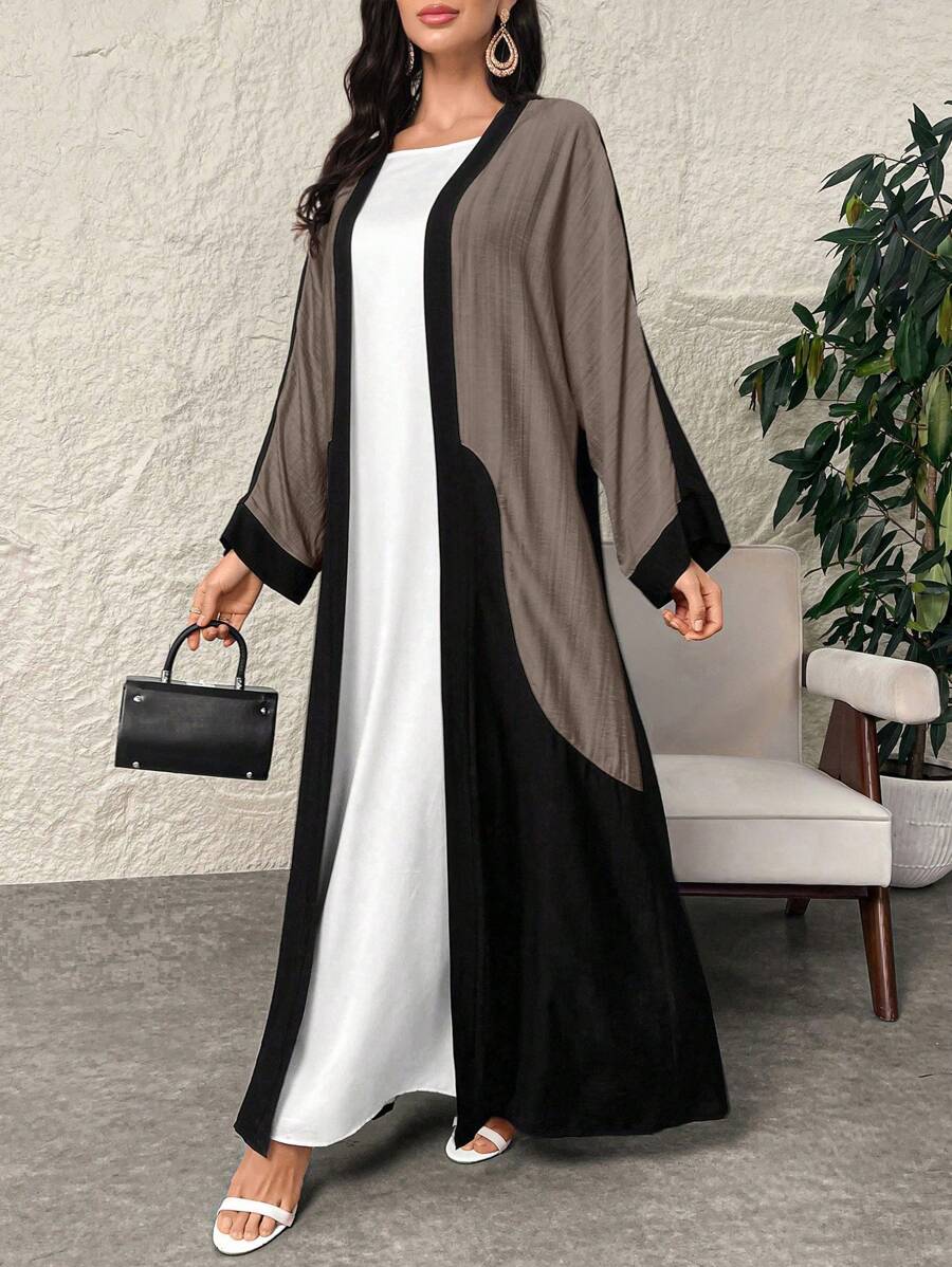 Al Najma Women's Bat Sleeve Asymmetrical Contrasting Color Abaya ...