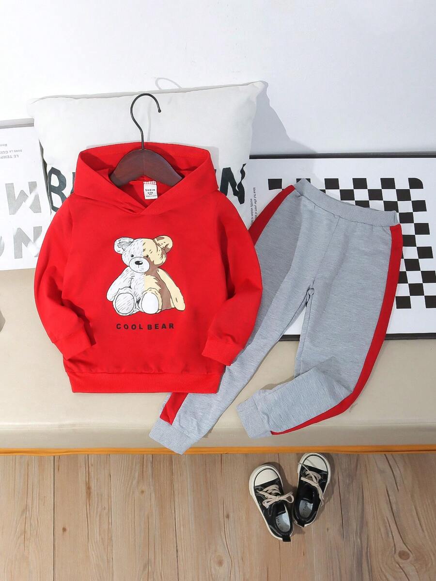 SHEIN 2 Peças/Conjunto Moletom com Capuz e Calça Casual Estampa de ...