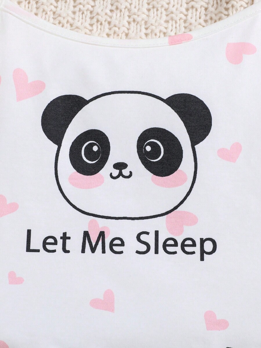 SHEIN 2 peças/Conjunto Pijama Casual de Regata e Shorts com Estampa de ...