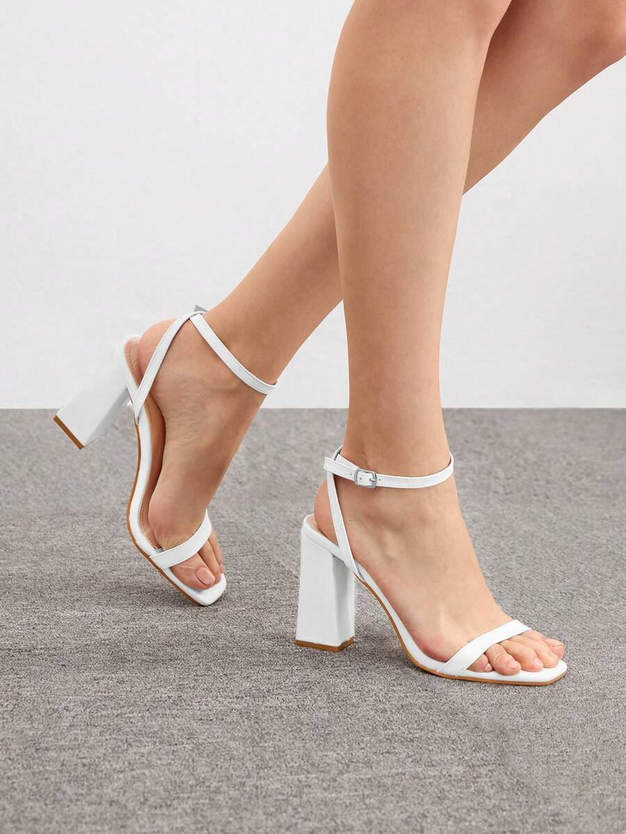 CUCCOO BIZCHIC Woman Shoes Buckle Decor Square Toe Chunky Heeled ...