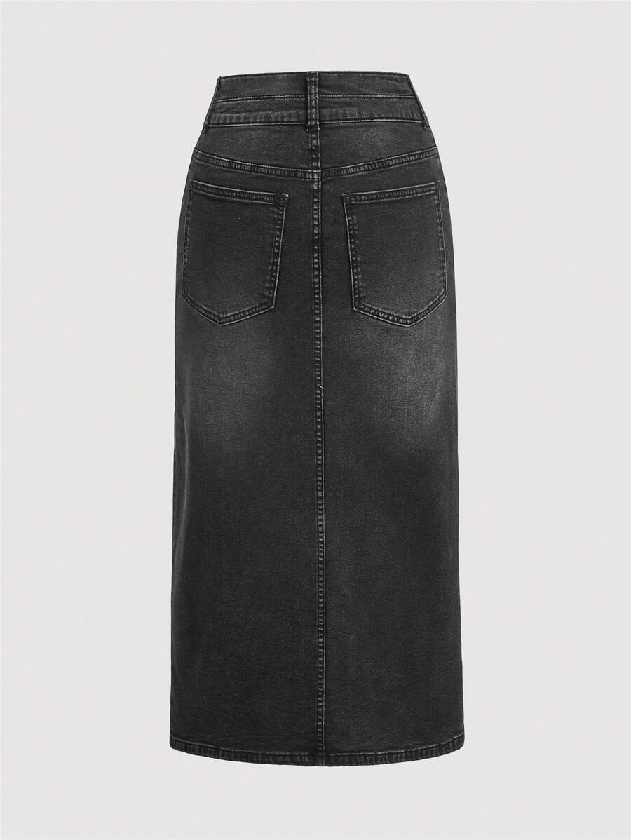 Shein Mod Women Denim Mini Skirt With Thermal Lined Casual Bodycon Stretchy In Blue Shein Usa
