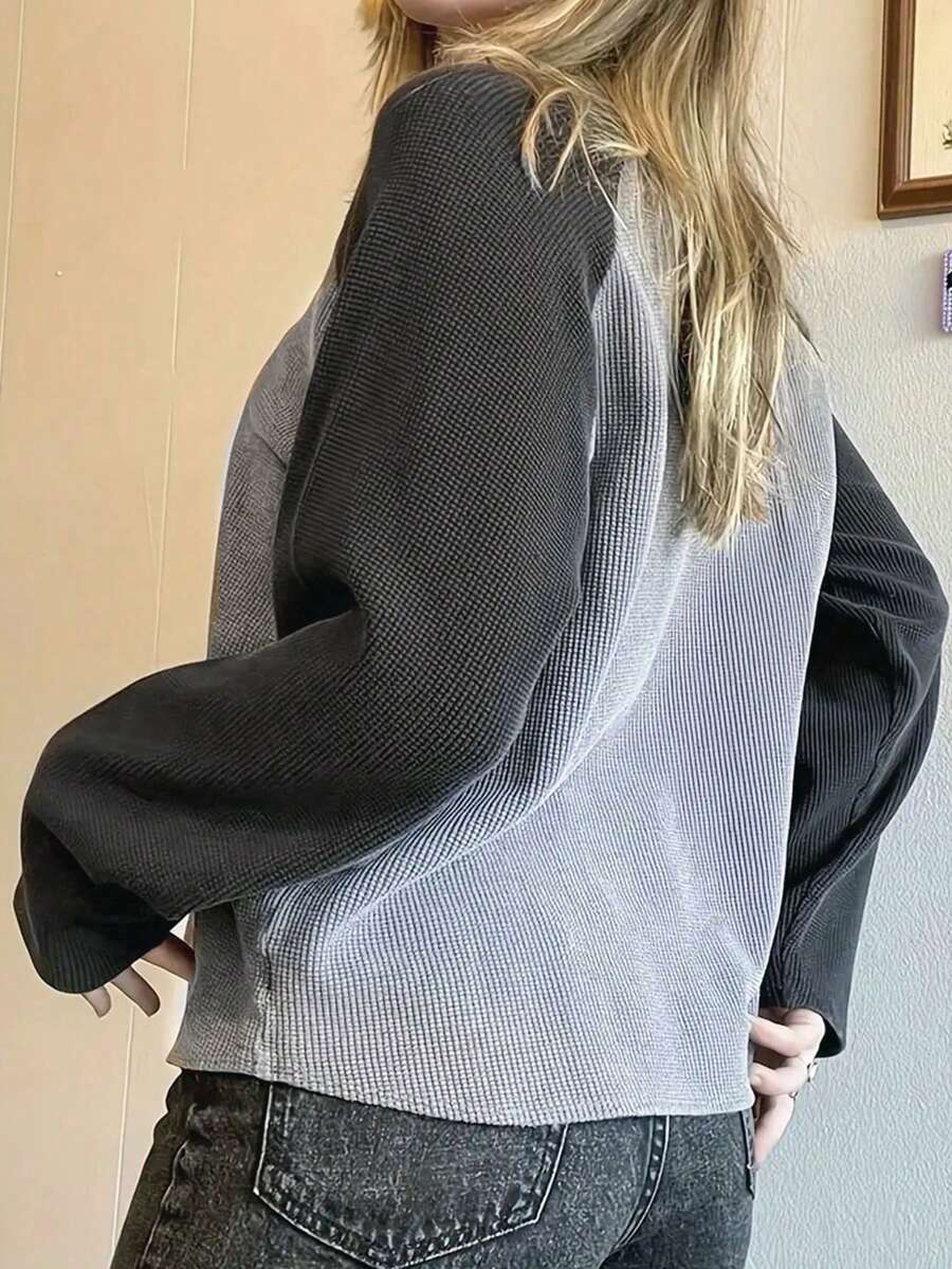 INAWLY Plus Size Casual Colorblock Letter & Star Print T-Shirt, Autumn ...