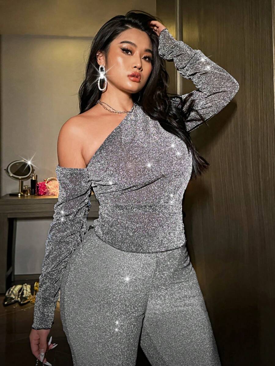 SHEIN Privé Plus Size Elegant Commute Office Intellectual High-End Afternoon Tea Sexy Date Music ...