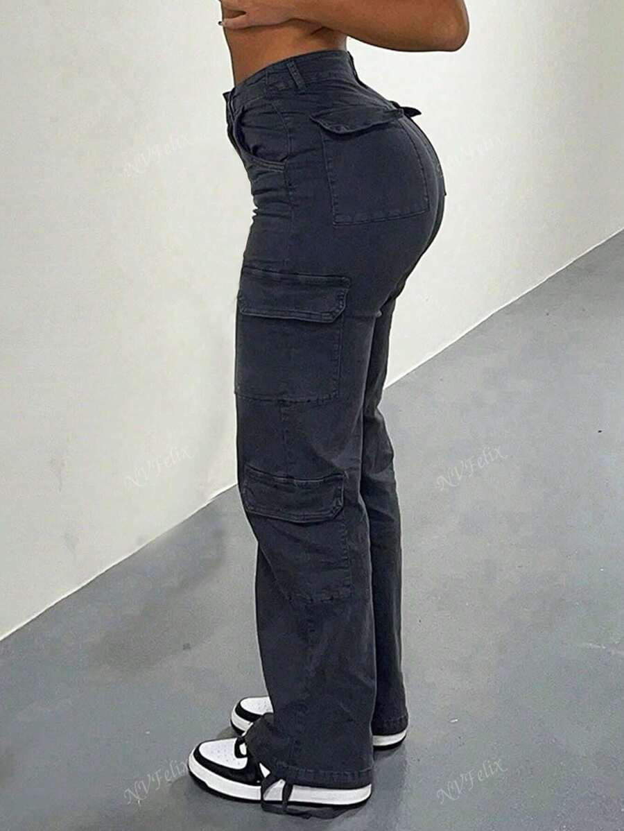 2025 New American Street Style Women's High Waist Multi-Pocket Cargo ...