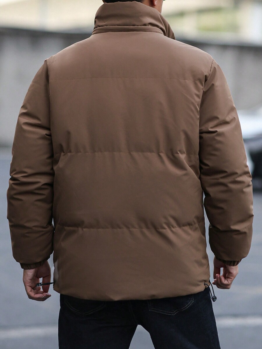 Manfinity Homme Letter Print Fleece-Lined Pocket Casual Winter Jacket ...