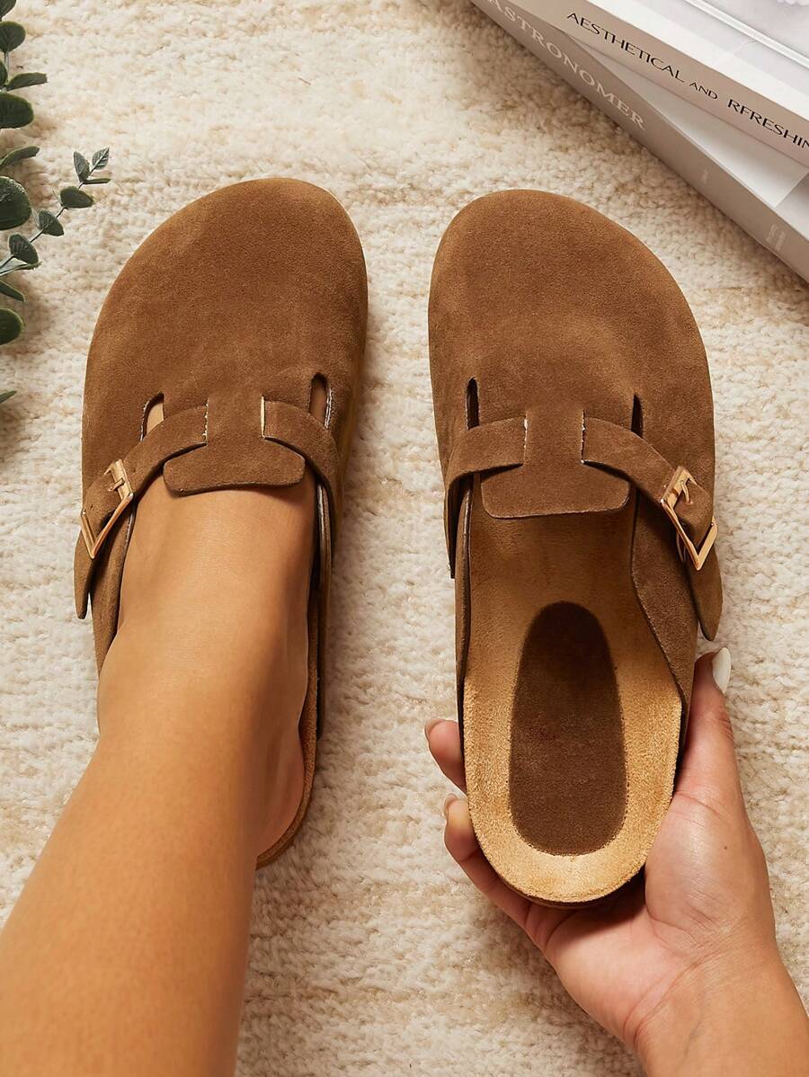 SHUZIA Women's Round Toe Cork Footbed Slide Clogs With Adjustable ...