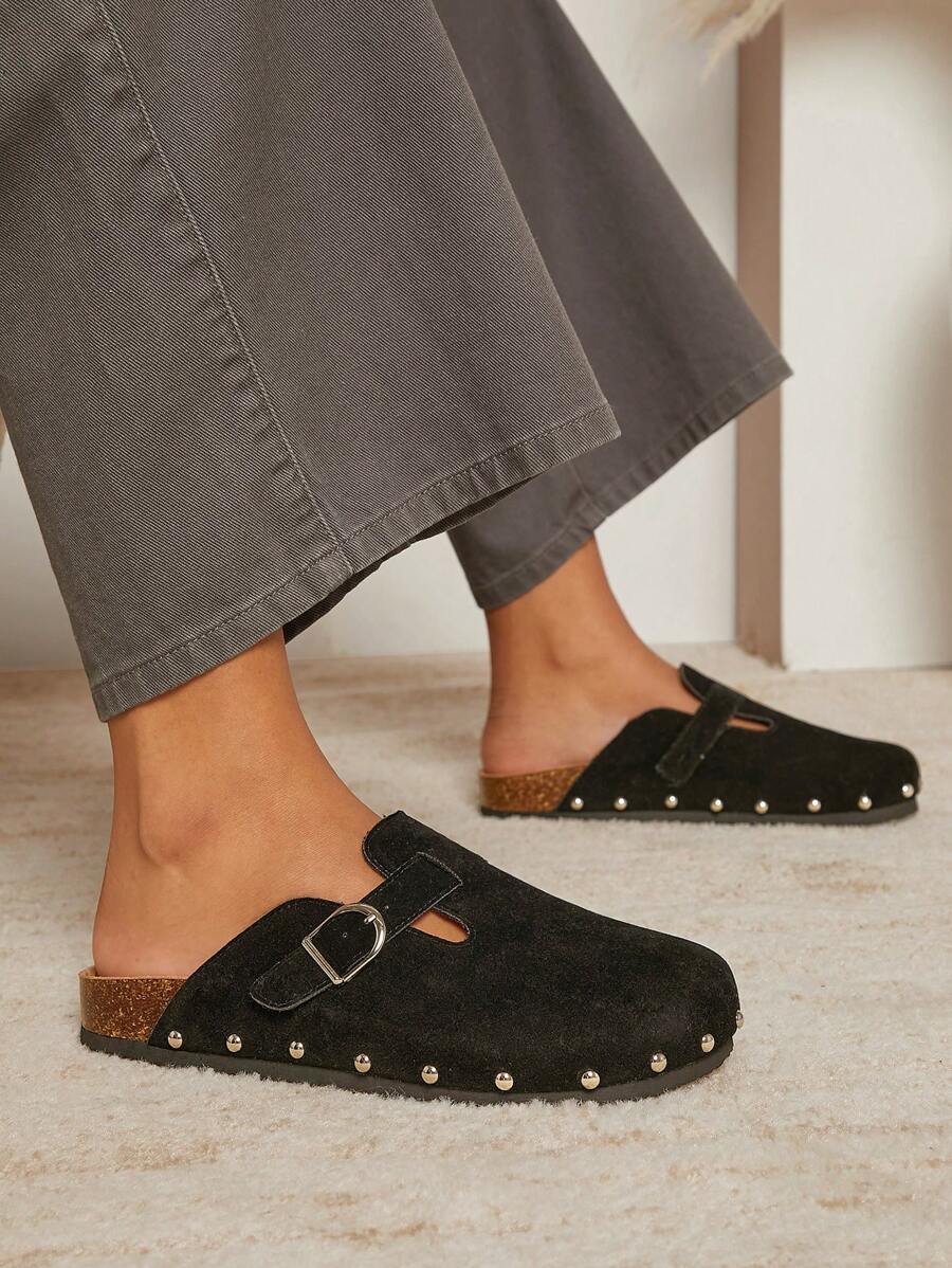 SHUZIA Women's Round Toe Cork Footbed Slide Clogs With Adjustable ...