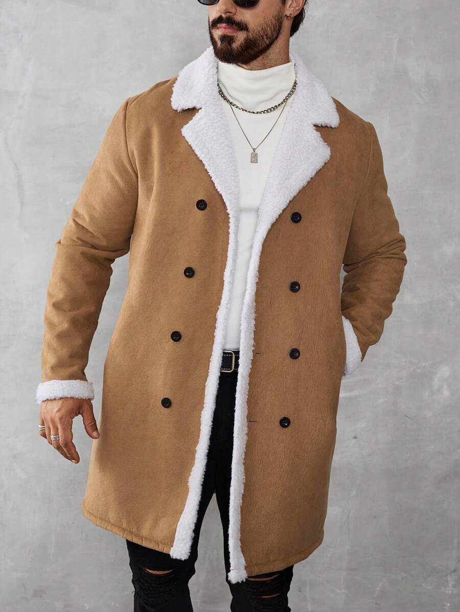 Manfinity Homme Men's Front Button Closure Long Sleeve Fuzzy Splicing ...