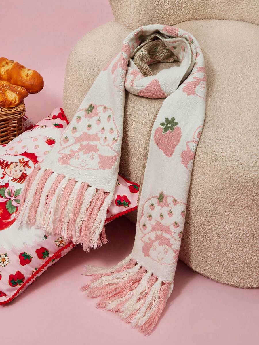 Strawberry Shortcake X SHEIN Cartoon Character & Strawberry Intarsia ...