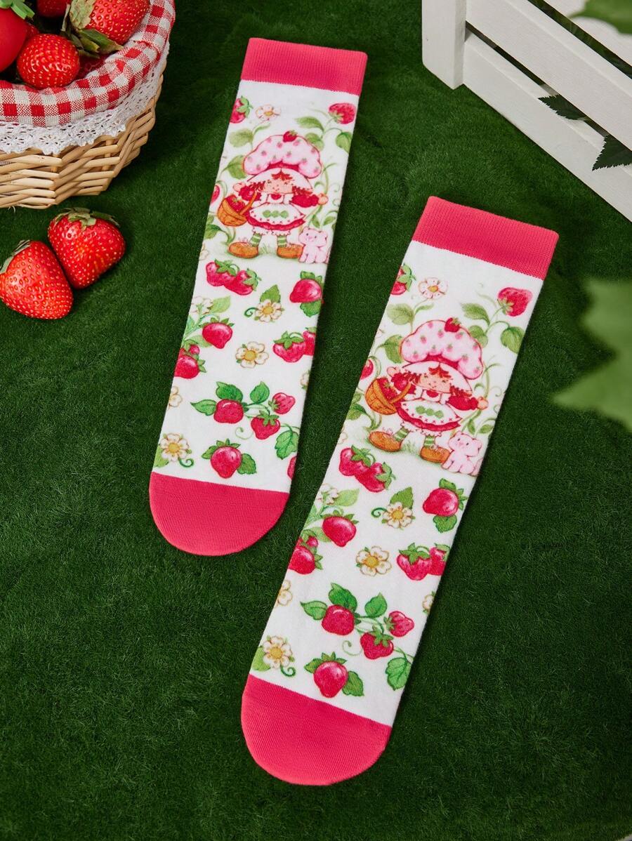 Strawberry Shortcake X SHEIN 1pair Cute Cartoon Character & Strawberry ...
