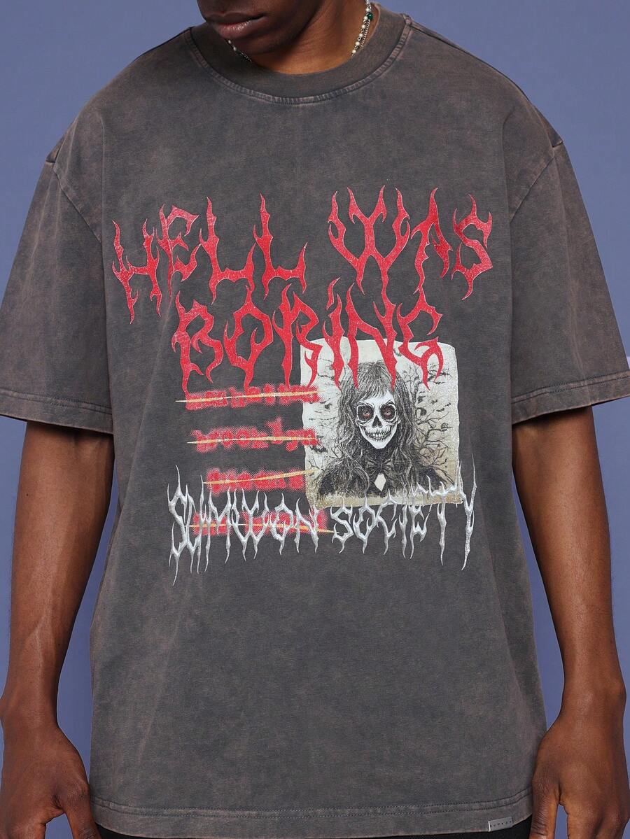 SUMWON Regular Fit Washed Tee With Graphic Print | SHEIN USA