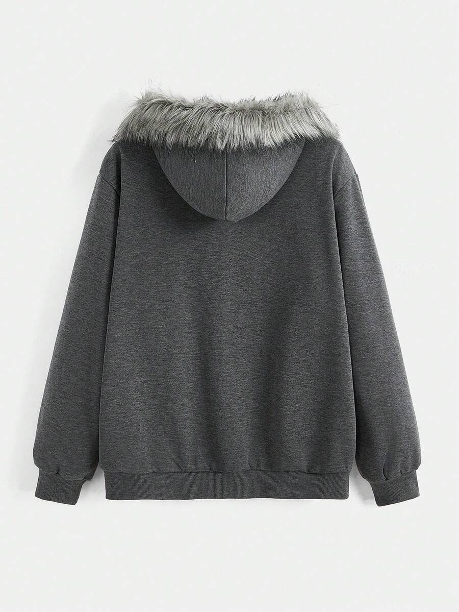 ROMWE Grunge Punk Vintage Gothic Punk Style Vine Print Hooded Loose ...