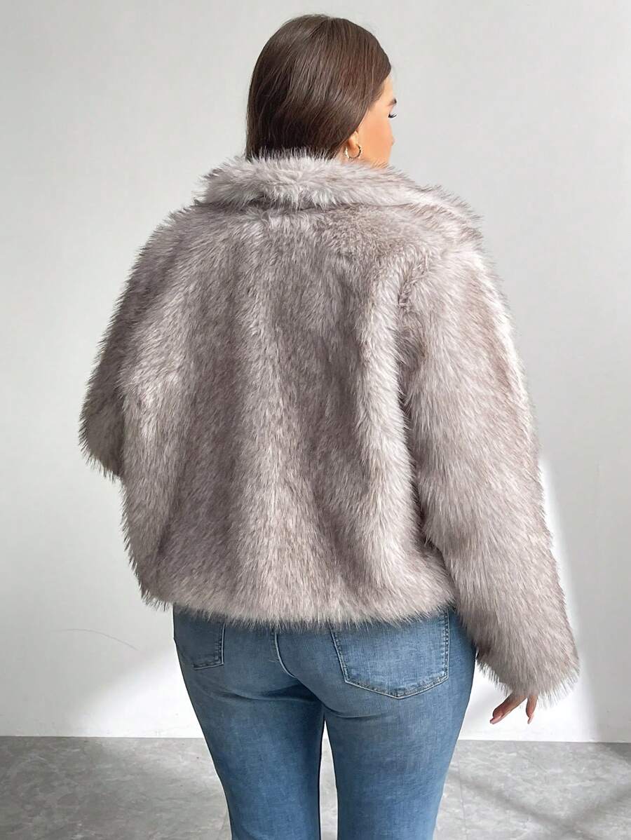 Firerie Plus Size Elegant Luxury Street Fashion Faux Fur Coat For Office Commuting In Autumn ...