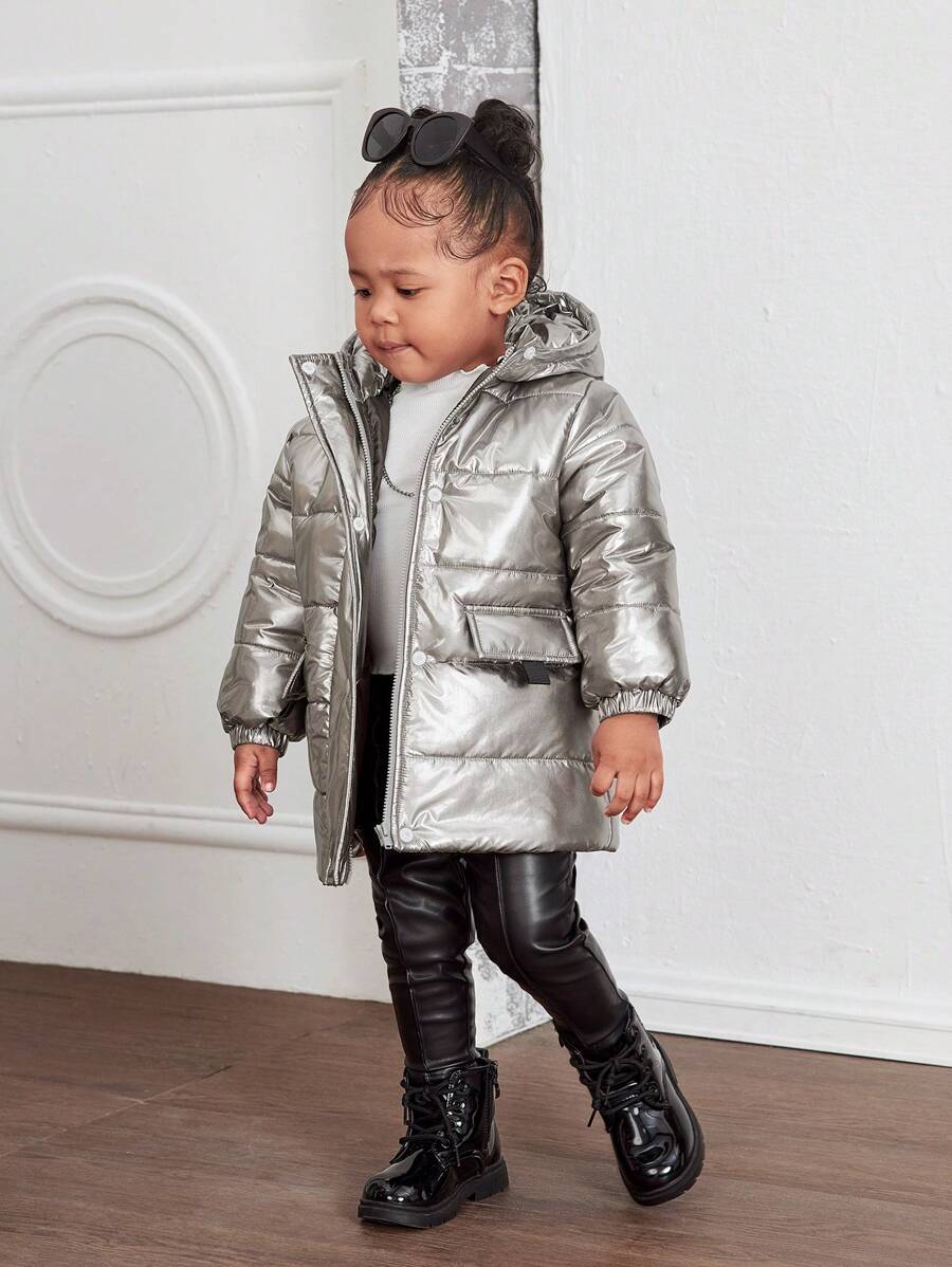 SHEIN Baby Girl Cute Versatile Warm Thermal Lined Long Hooded Jacket ...