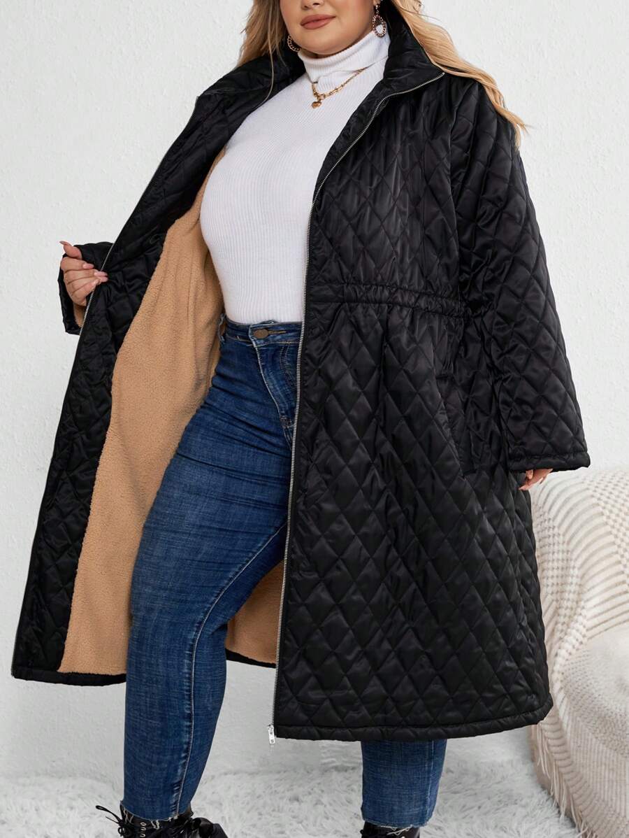 SHEIN CURVE+ Veste thermique matelassée zippée pour femmes Courbe Plus, pour l'hiver | Mode en ...