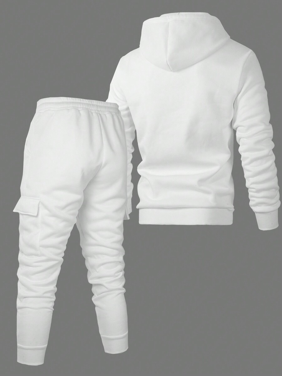 Manfinity Homme Men's Solid Color Zip-Up Hoodies And Sweatpants Casual ...