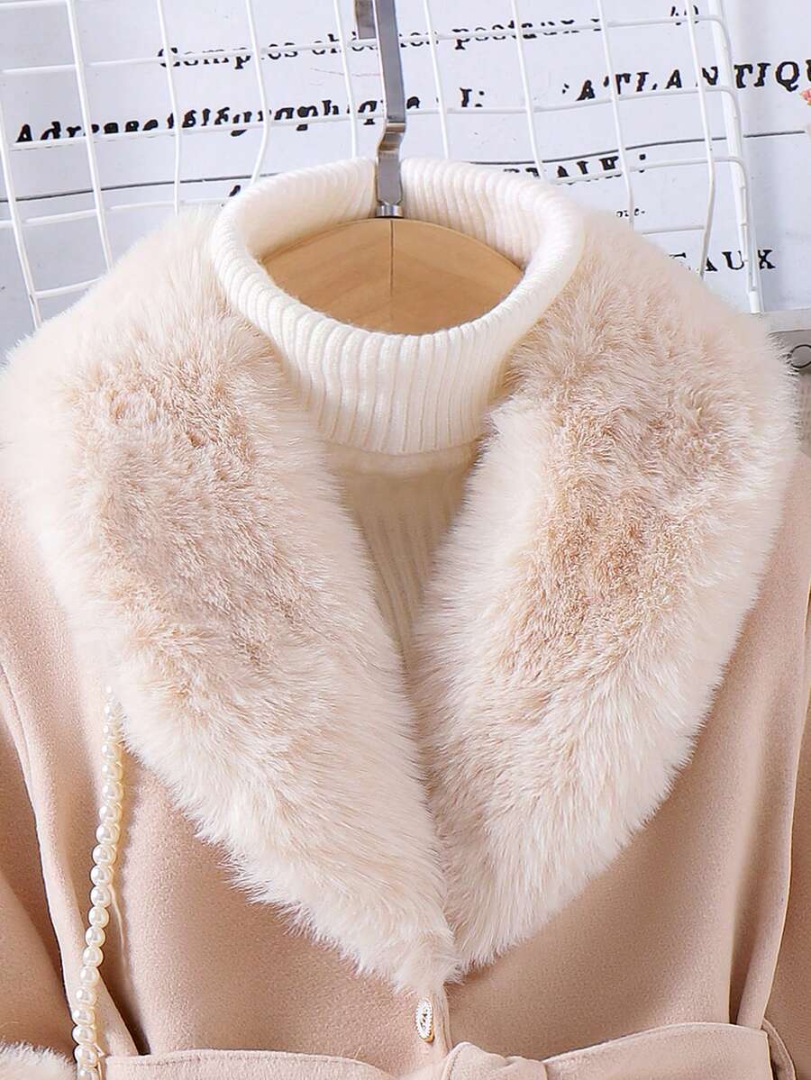 SHEIN Young Girl Coat With Fluffy Collar, Warm And Cute | SHEIN USA