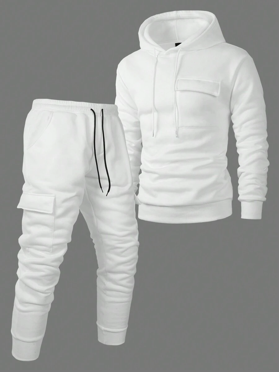 Manfinity Homme Men's Solid Color Zip-Up Hoodies And Sweatpants Casual ...