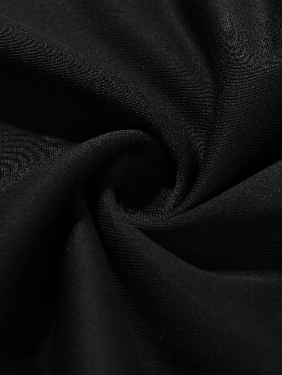 Manfinity Streetrush กางเกงขายาวสีดำเอวรูดลาย กางเกงสตรีทสไตล์คาสวลผ้า ...