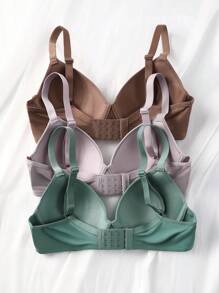 3pcs Solid Color Minimalist Versatile Bras | SHEIN USA