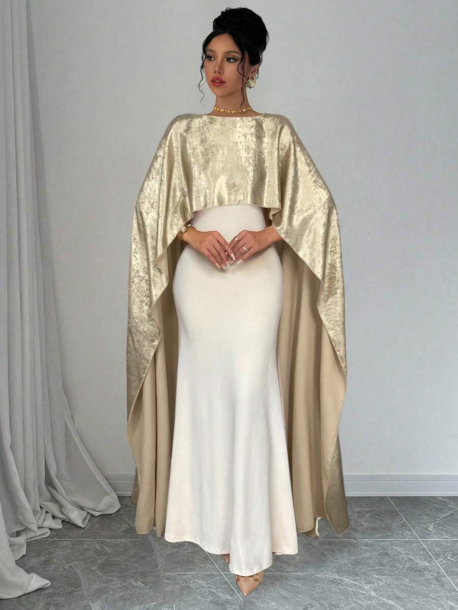 Rafferiza 1pc Women's Elegant Long Evening Dress With Shawl Collar For ...