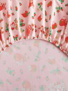 Strawberry Shortcake X SHEIN Fashionable And Cute All-Over Strawberry Print Ruffle Trim Fitted ...