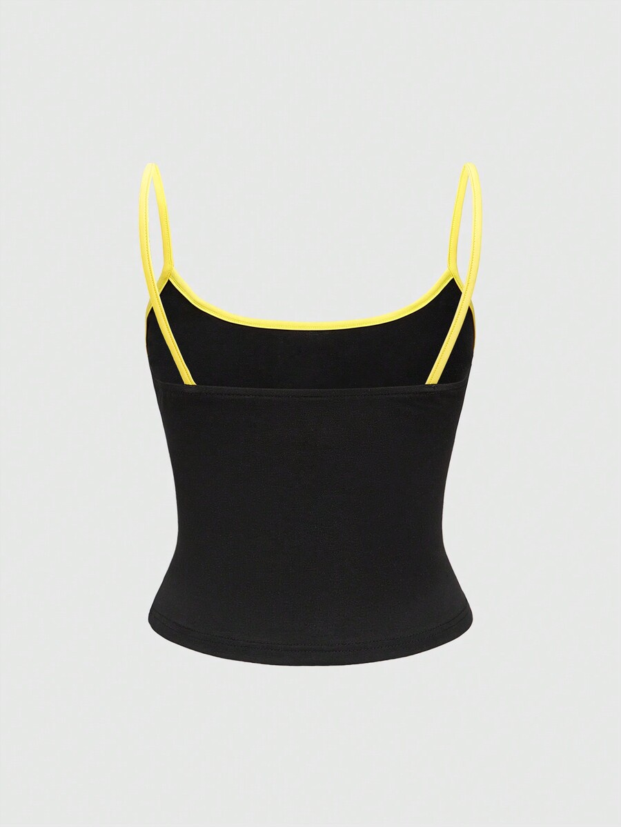 Batman X ROMWE Casual Streetwear Style Logo Print Ringer Cropped Cami ...