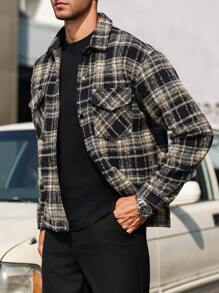 Manfinity Bizformal Men's Casual Plaid Shacket, Autumn Colorful Cargo ...