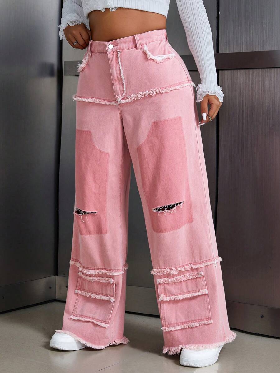 SHEIN ICON Jeans amples à jambe large, décontractés, avec poches et ...