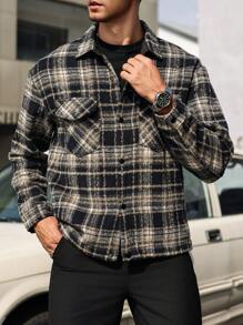 Manfinity Bizformal Men's Casual Plaid Shacket, Autumn Colorful Cargo ...