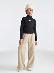 Coolane Kids Tween Girl Solid Color Elastic Waist Fluffy Wide Leg Loose ...