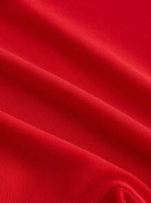 SHEIN MOD Romantic Red Ruffle Edge Ribbon And 3D Flower Tie Neck Top ...