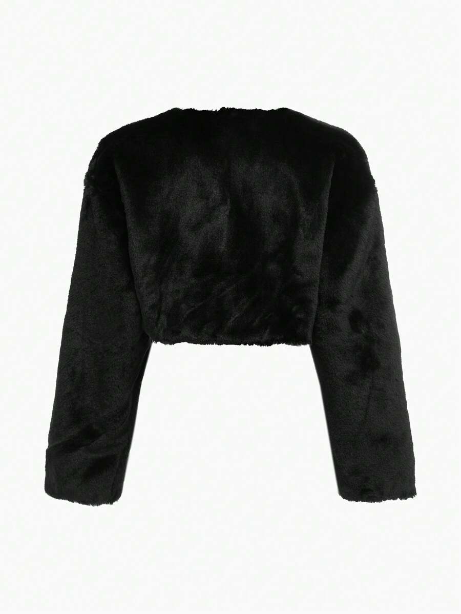 Tween Girl Fluffy Short Cardigan Jacket, Soft & Cozy Fleece Jacket For ...