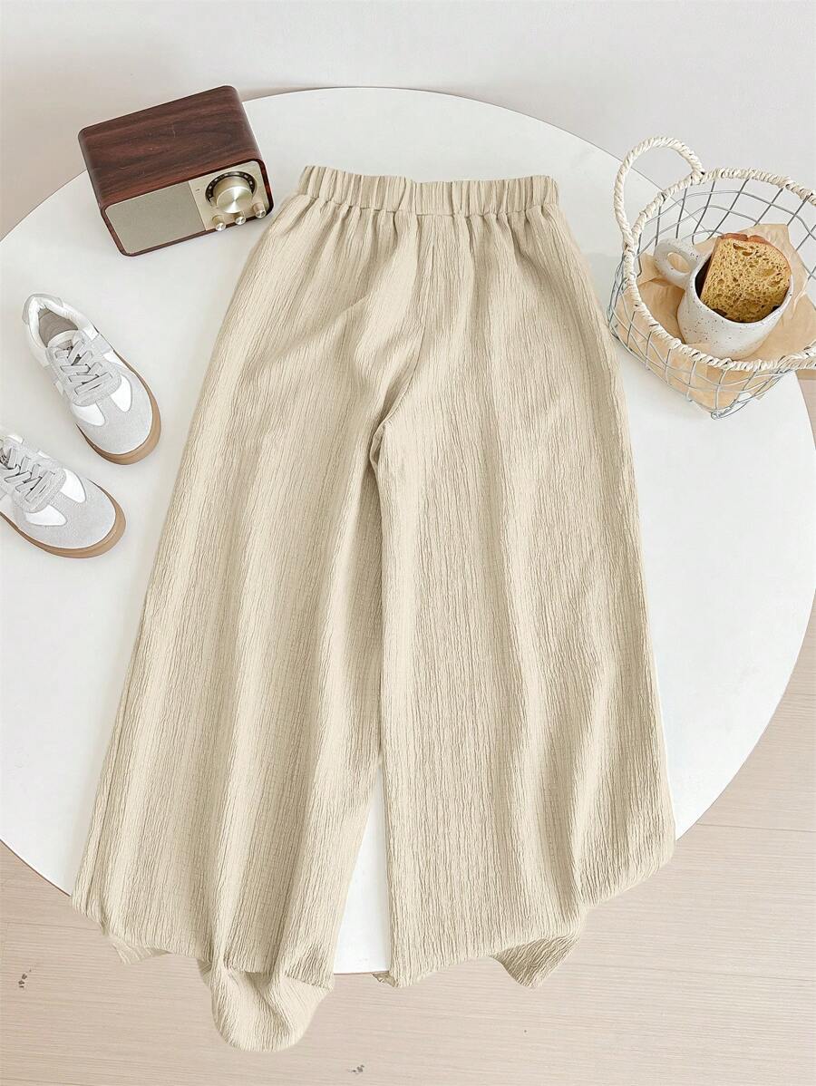 SHEIN LMoss Tween Girl Tween Girls' Textured Drawstring Waist Loose Fit ...