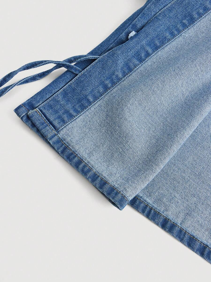 SHEIN EZwear Plus Size Denim Jean Jacket With Long Sleeve And Tie ...