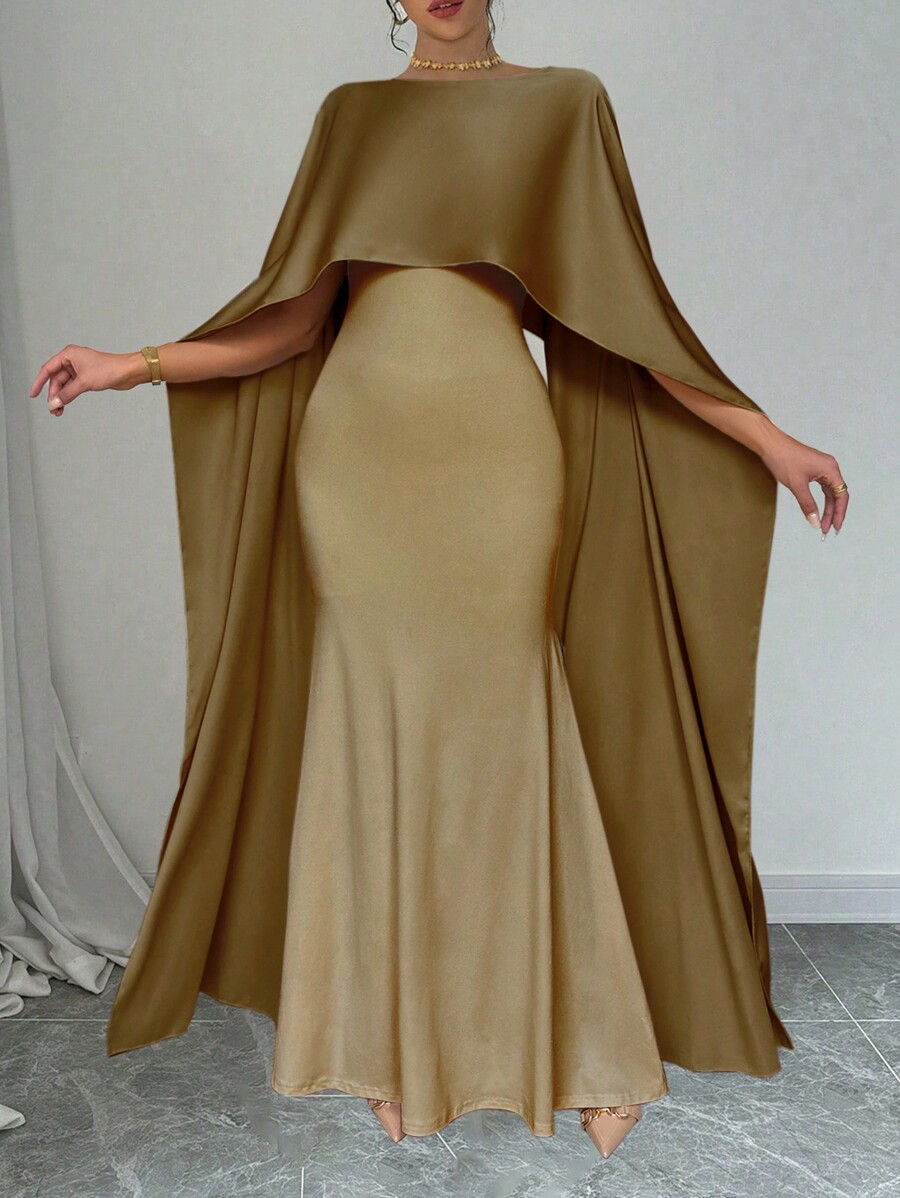 SHEIN Raffinéa Women's Elegant Long Evening Dress With Shawl Collar ...