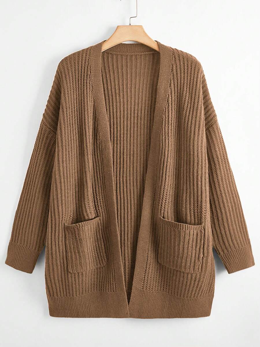 SHEIN LUNE Parte superior de manga larga con bolsillo y abertura ...