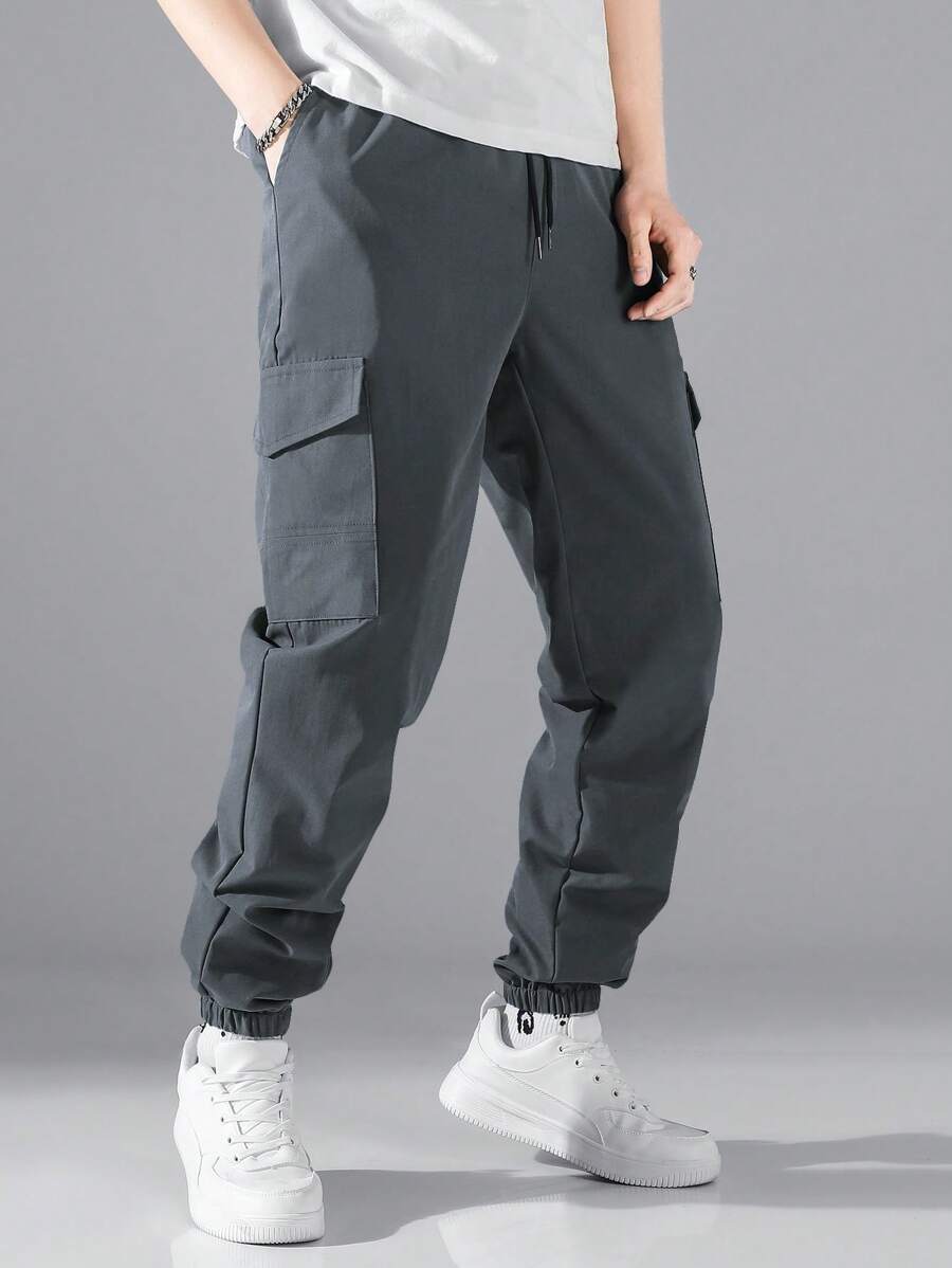 Manfinity Hypemode Loose Fit Mens Flap Pocket Side Drawstring Waist
