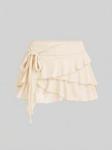 SHEIN ICON Women's Multi-Layer Ruffle Trim Low Rise Y2K Mini Black ...