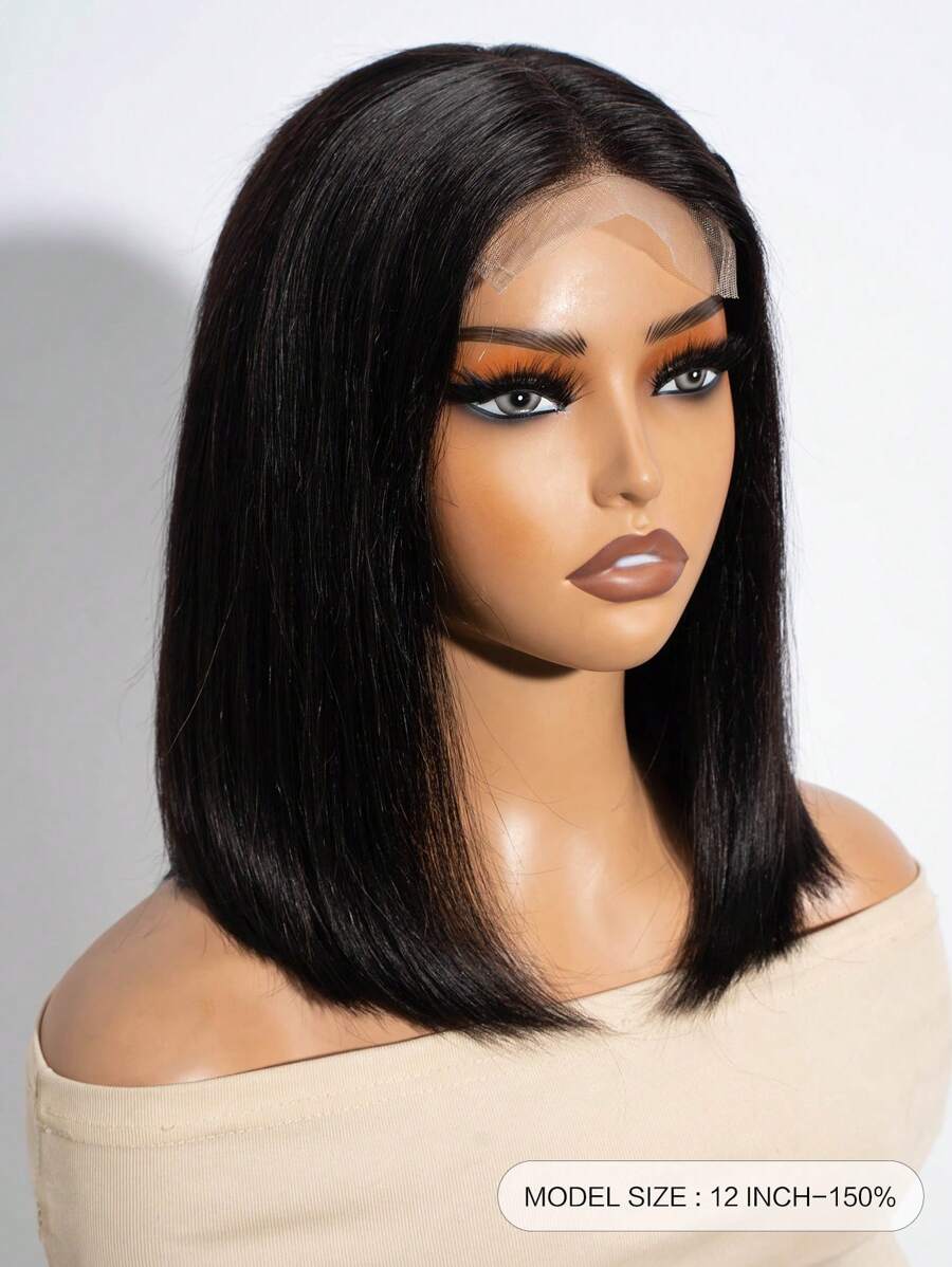 Bob Wigs Human Hair 4x4 Lace Front Bob Wig Pre Plucked Straight Closure ...
