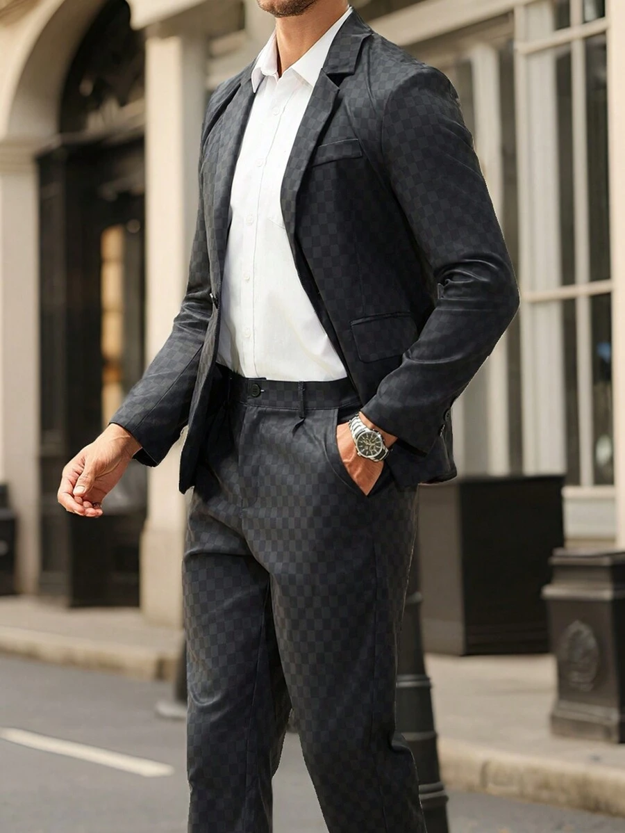 Manfinity Mode 2pcs/Set Men Single Breasted Long Sleeve Blazer & Pocket ...