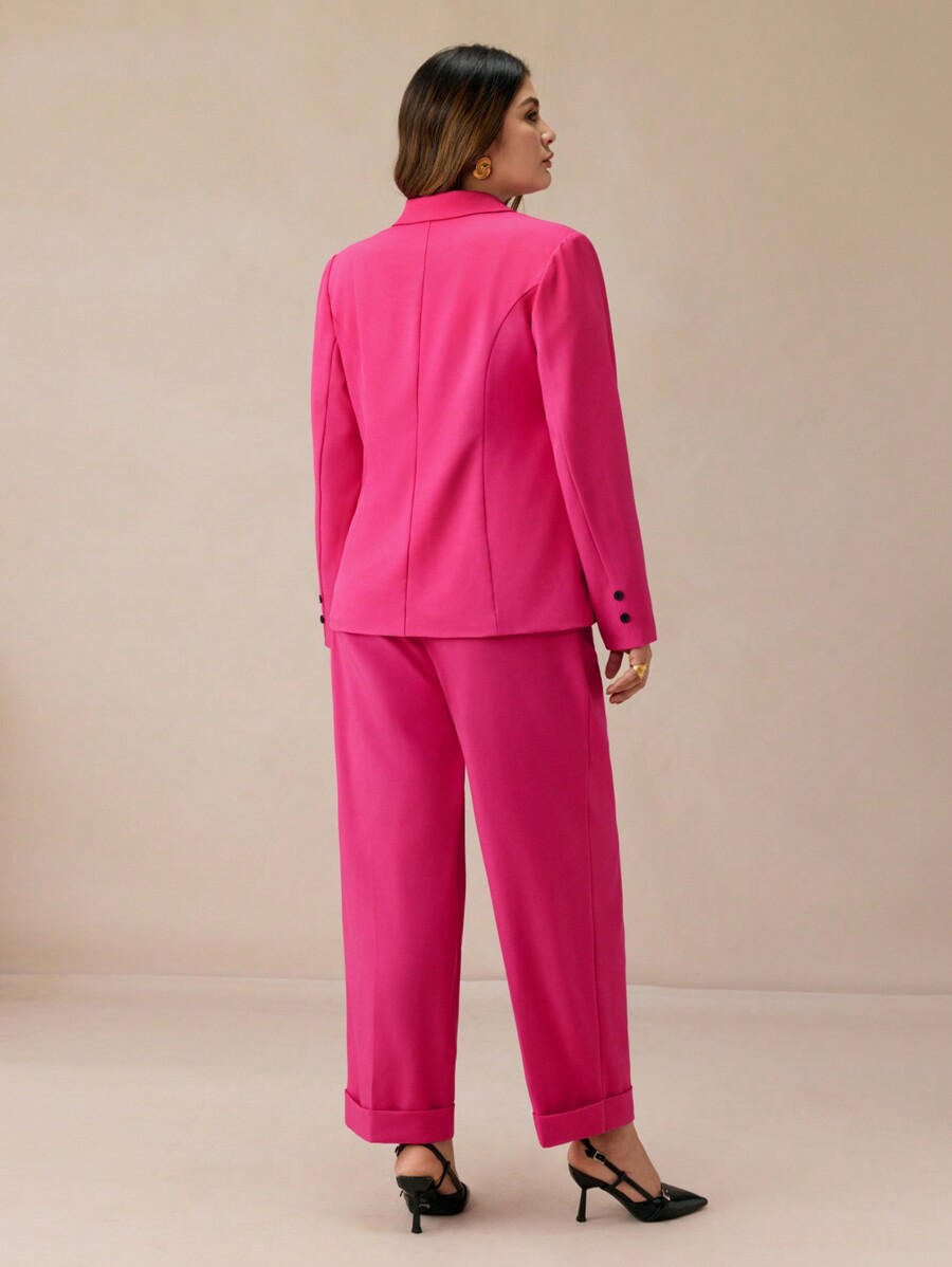 SHEIN BIZwear Plus Size Business Suit Jacket And Pants Set ...