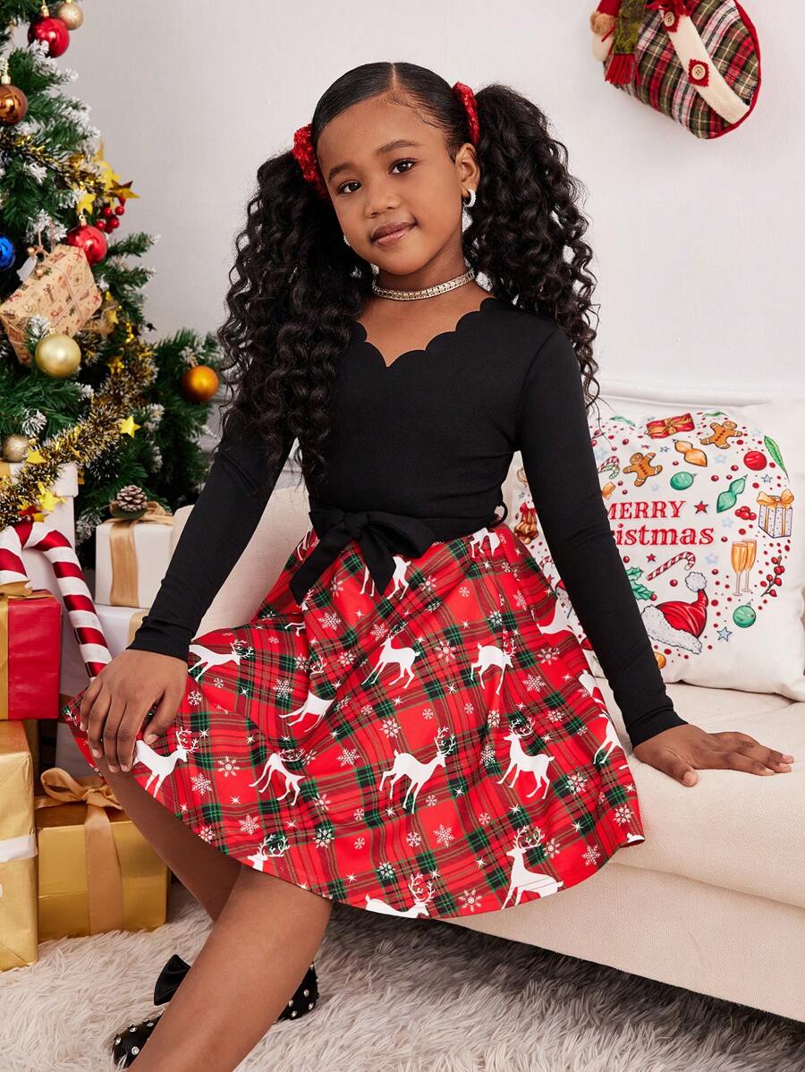 SHEIN Tween Girls Solid Color Lace Collar Fitted Patchwork Knitted ...