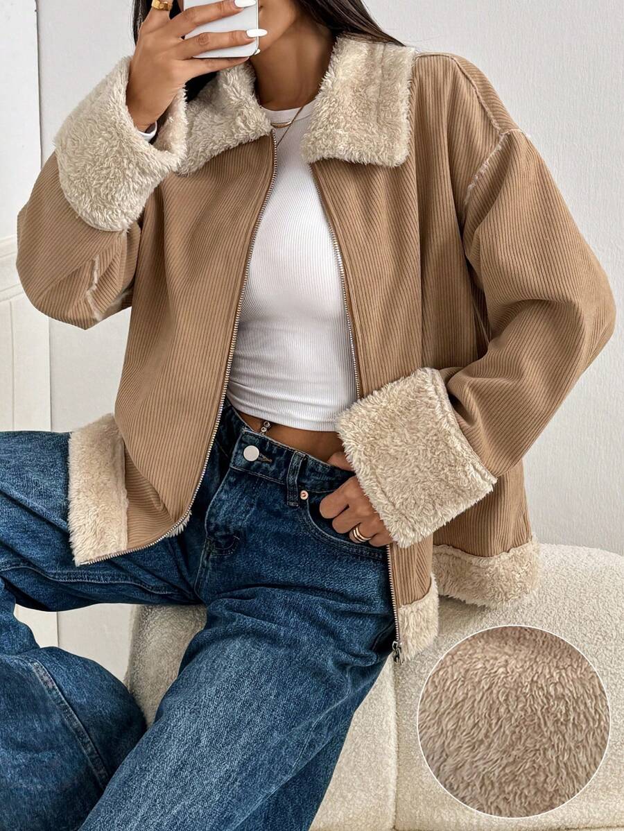 Mulvari Women Thermal Lined Zip-Up Jacket, Winter | SHEIN USA