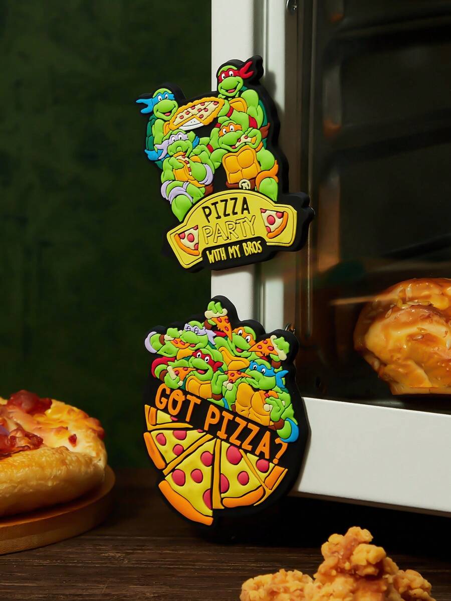 TEENAGE MUTANT NINJA TURTLES | SHEIN 2pcs/Set Cartoon Turtle & Pizza ...