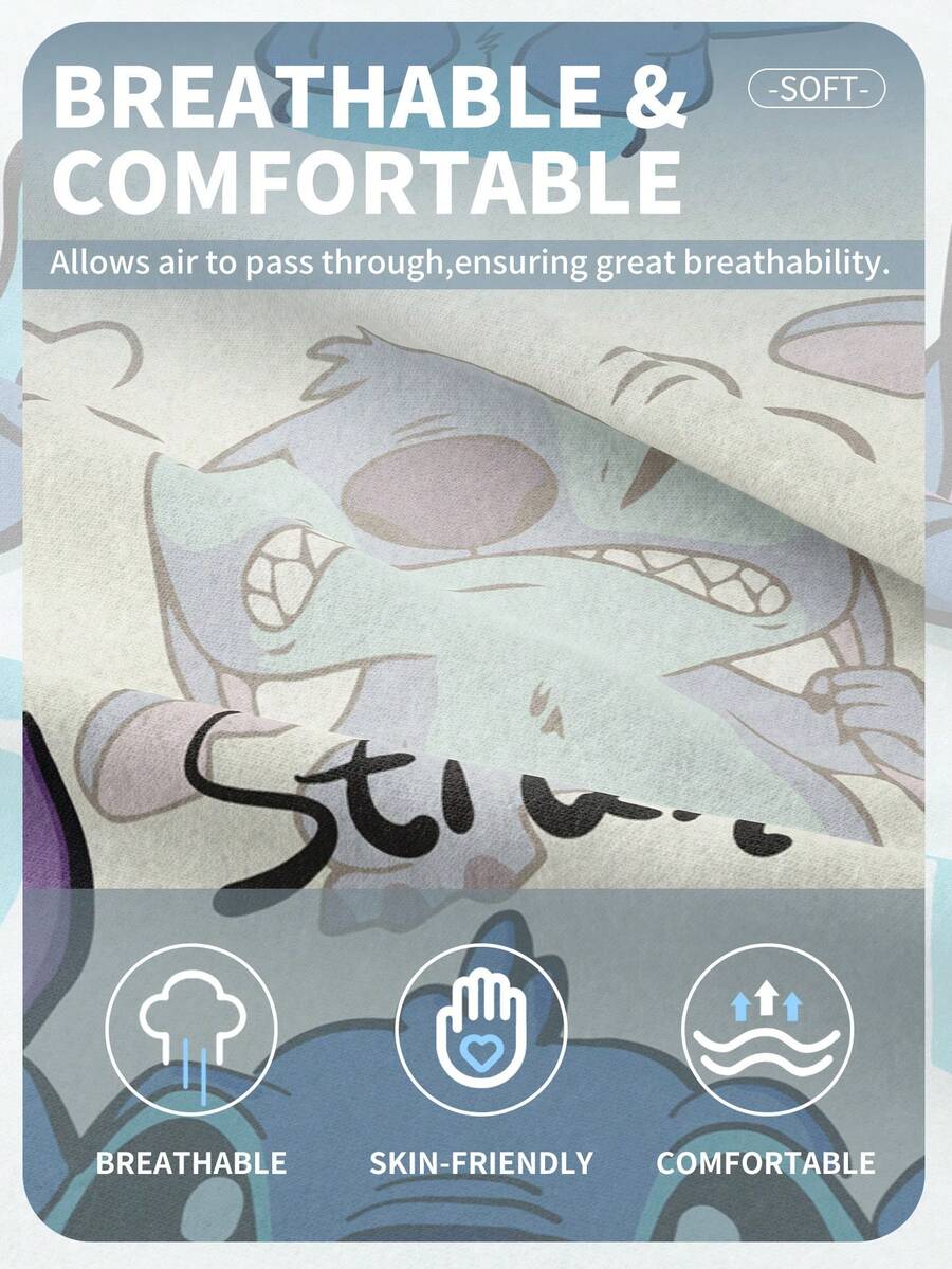 Disney 1pc Stitch Fitted Sheet, Disney Bedding, Mattress Protector, Bed ...