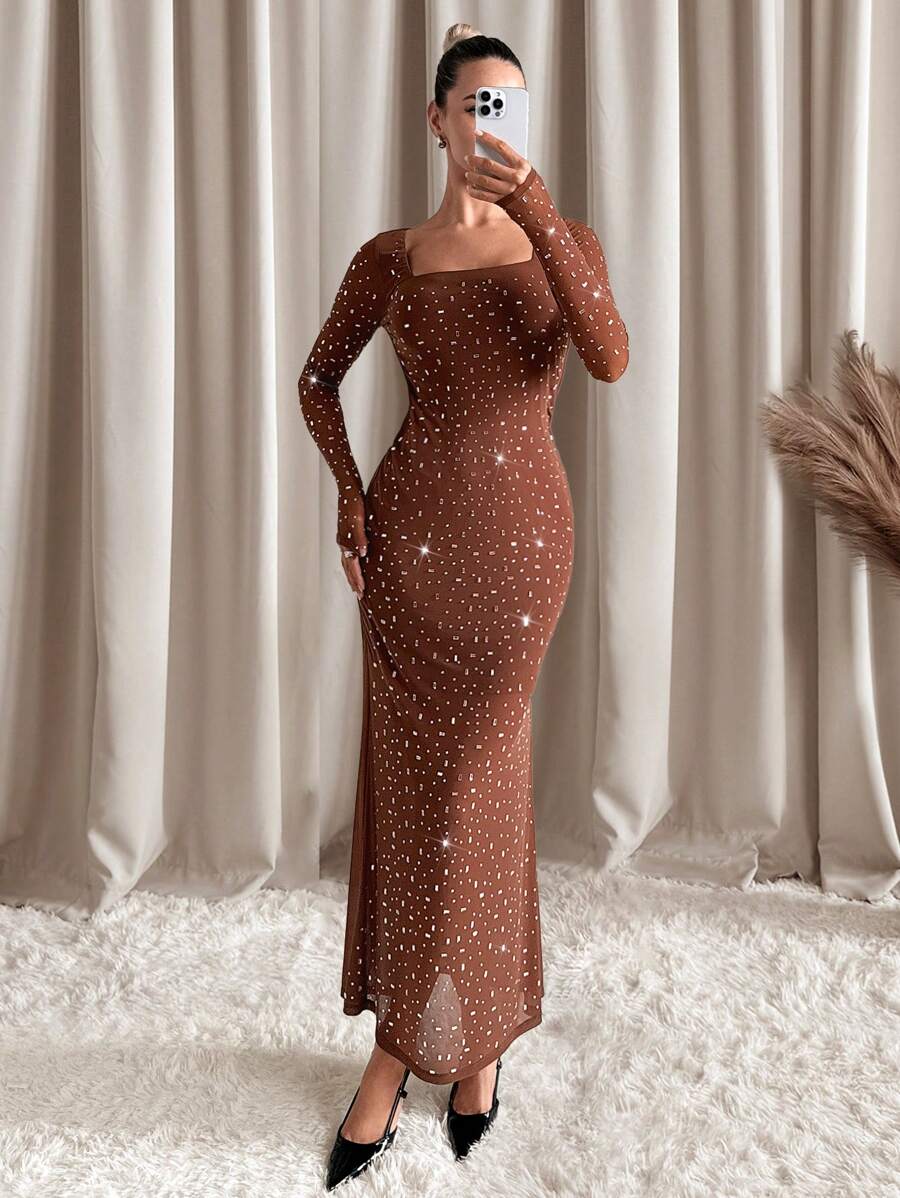 SHEIN Clasi Women's Fashion Super Long Party Dress, Suitable For Autumn ...