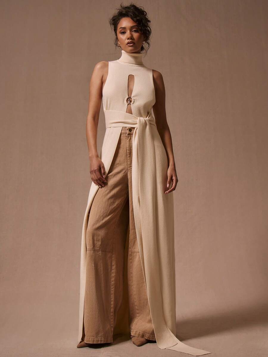 MUSERA Knit High Neck Draped Top | SHEIN USA