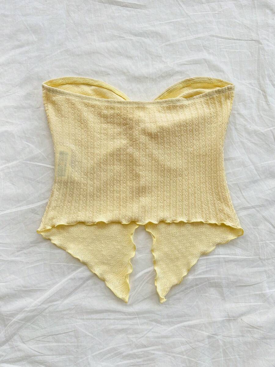 SHEIN Dreamara Women's Resort Style Mustard Yellow Textured Tube Top ...